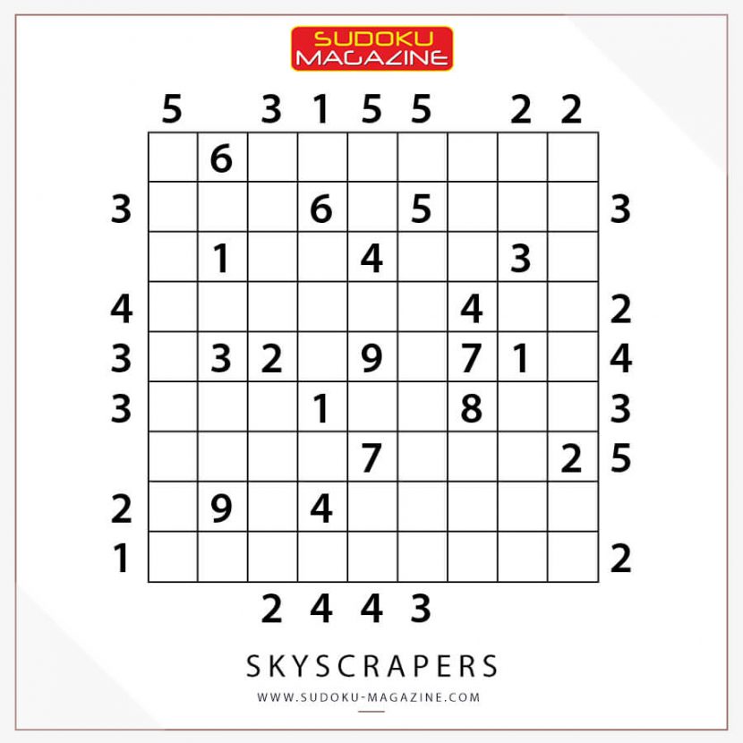 Free Daily Puzzle: Skyscrapers 9×9 (0003) – Sudoku Magazine