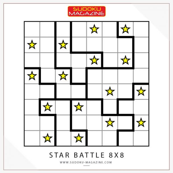 Free Daily Puzzle: Star Battle 8×8 (0004) – Sudoku Magazine