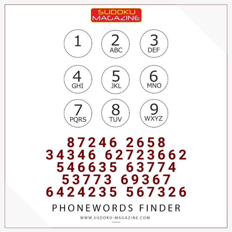 Free Daily Mind Game: Phonewords Finder with Answer (0002) – Sudoku ...